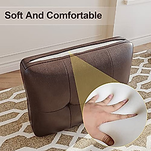 HONBAY Convertible Sectional Sofa Couch, L Shaped Sofa Couch with Faux Leather Sectional for Small Apartment, Brown