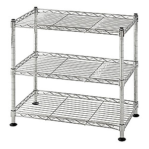 Muscle Rack WS181018-C Steel Adjustable Wire Shelving, 3 Shelves, Chrome, 18" Height, 18" Width, 264 lb. Load Capacity