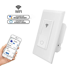 Smart Light Switch,Jinvoo WiFi Smart Wall Light Switch,Voice Control and Timing Function,No Hub Hequired,Easy and Safe Installation Compatible with Alexa and Google.（2 Pack）