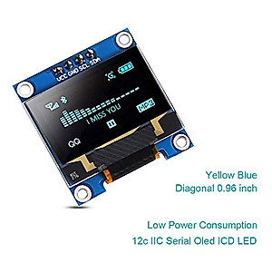 Organizer 0.96" Inch Yellow and Blue I2C IIC Serial OLED LCD LED Display Module with Raspberry PI 128X64 for Arduino 51 MSP420 STIM32 SCR (2pcs)
