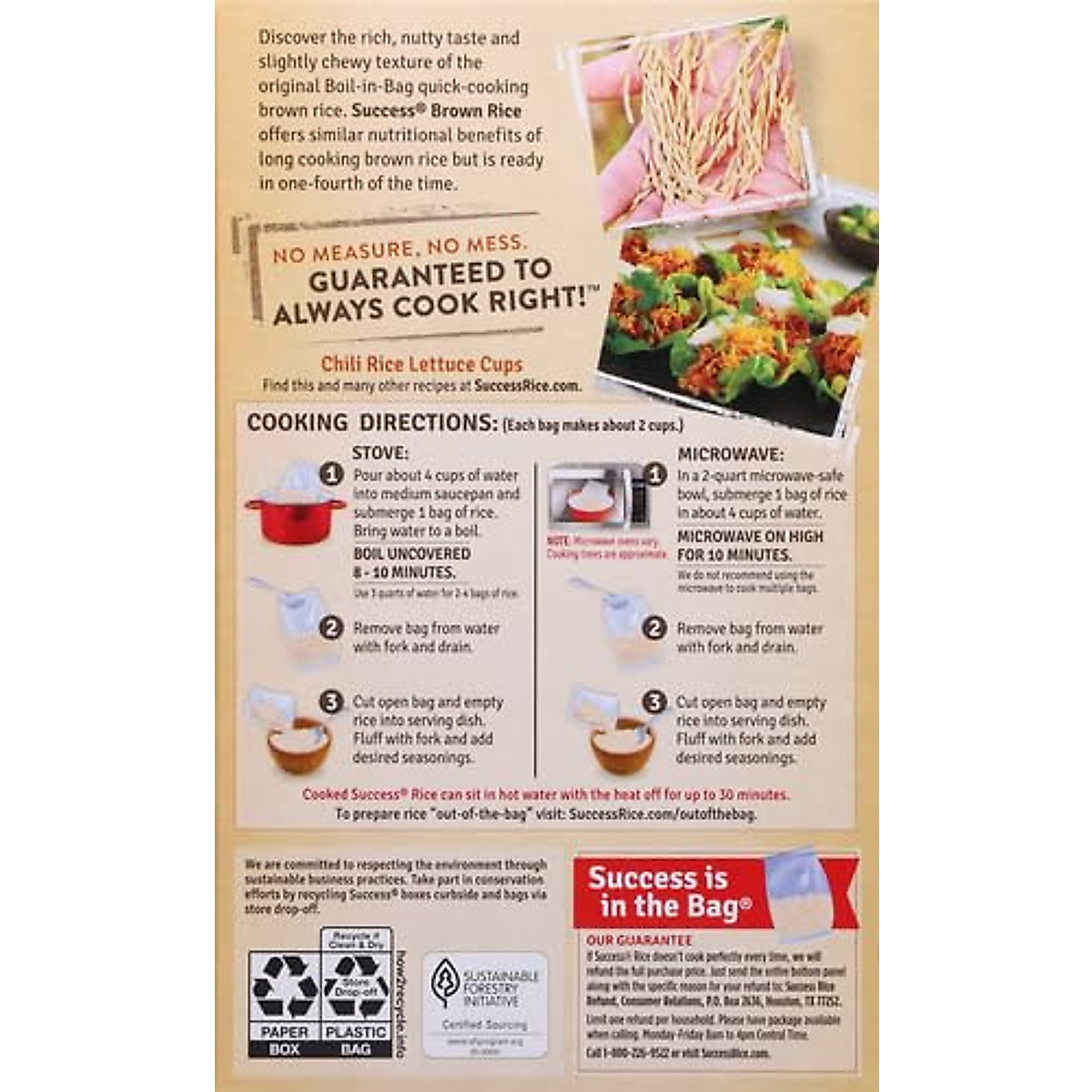 Success Boil-in-Bag Rice, Brown Rice, Quick and Easy Rice Meals, 14-Ounce Box