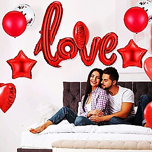 Valentines Day 40inch Shiny Red Letter Sign Love Balloon, "Love" Letter Foil Balloons Party Supplies Ecofriendly Reusable for Valentines Decor Wedding Bridal Shower