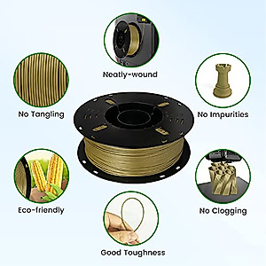 3D Printer Filament PLA 1.75mm - 1KG Premium Quality Filament Bundle with Spool, Eco-Friendly, Non-Toxic, Consistent Diameter and Tolerance for Precise Printing - Vacuum-Sealed Packaging -(Gold)