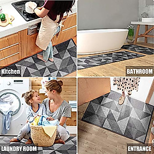 Kitchen Rugs and Mats Washable [2 PCS], Non-Skid Soft Absorbent Kitchen Mats Set for Floor, Comfort Runner Rug Carpets for Kitchen Floor, Sink, Laundry, Hallway, Dinning Room, Office-20”x32”+20”x47”