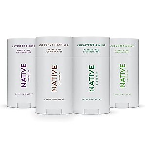 Native Deodorant | Natural Deodorant for Women and Men, Aluminum Free with Baking Soda, Probiotics, Coconut Oil | Coconut & Vanilla, Lavender & Rose, Cucumber & Mint, Eucalyptus & Mint