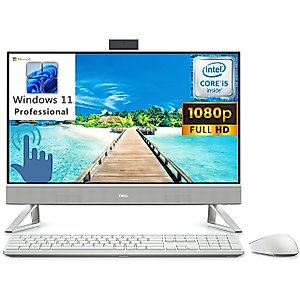 Dell 2023 Inspiron 24 5410 23.8" Touchscreen FHD Business All-in-One Desktop Computer, 12th Gen Intel 10-Core i5-1235U, 64GB DDR4 RAM, 4TB PCIe SSD, WiFi 6, Bluetooth 5.2, Pearl White, Windows 11 Pro