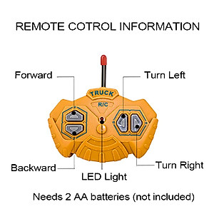 RC Dump Truck with Trailer - 14" 1:48 Mini Semi Truck Toy with 2 Rechargeable Batteries, Remote Control Car Construction Vehicles with Lights, Engineering Tractor Toy for 3 4 5 Years Kids Boys Girls