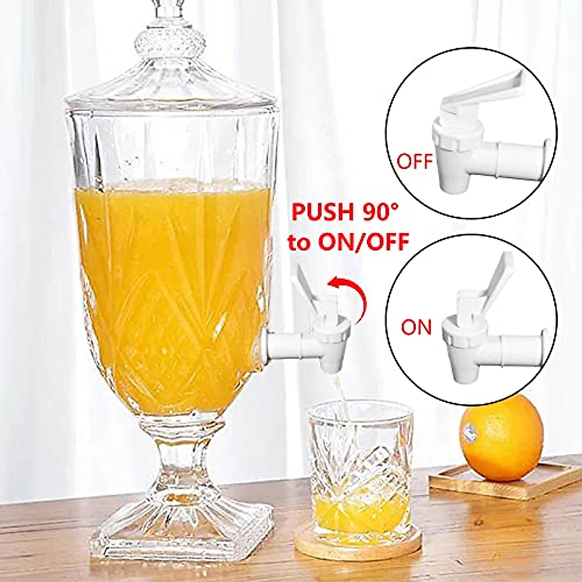 Lanzeuta 2 Sets BPA-Free Replacement Cooler Faucet, White Water Dispenser Tap Set, Reusable Plastic Spigot Spout Water Beverage Lever Pour Dispenser Valve Water Crock Tap