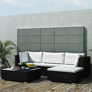 5 Piece Patio Lounge Set with Cushions Poly Rattan,Afternoon Tea Suit,Patio Bar Set,Pool Sofa Set,Lounge Seat,Garden Furniture,Entertainment Sofa Set,for Porch, Lawn, Garden, Backyard, Pool,Black