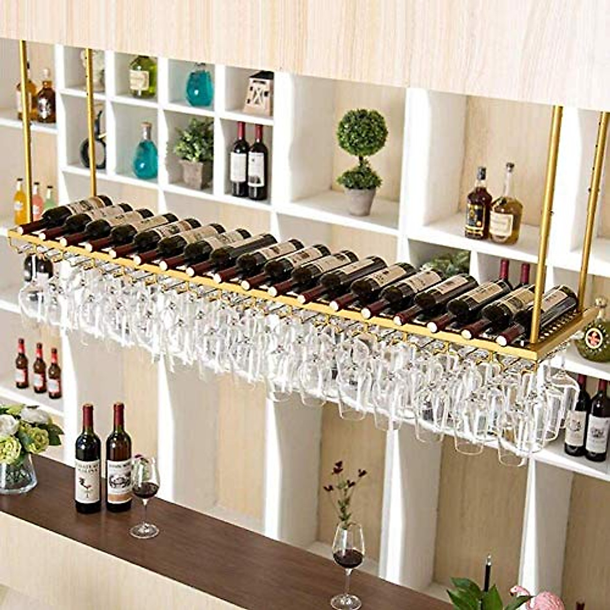 HLL Wine Racks,Wine Glass Rack Hanging, Height Adjustable Ceiling Wine ...
