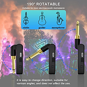 HOEREV 2.4GHz Wireless Transmitter Receiver for Electric Guitar with Rechargeable Lithium Battery