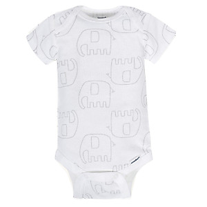 Gerber Baby 8-Pack Short Sleeve Onesies Bodysuits, Animals Green, 0-3 Months