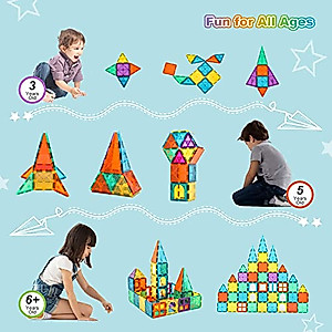 Neoformers Magnetic Tiles, 96 Pcs Magnetic 3D Building Blocks Educational Magnetic Tiles Puzzle Magnets Toys for Girls Boys Toddler Ages 3+