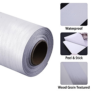 Peel and Stick White Wood Grain Wallpaper Border, Removable PVC Waterproof Wallpaper for Mirror Frame, Kitchen Tiles, Cabinet, and Home Décor (32.8ft x 3.9inch)