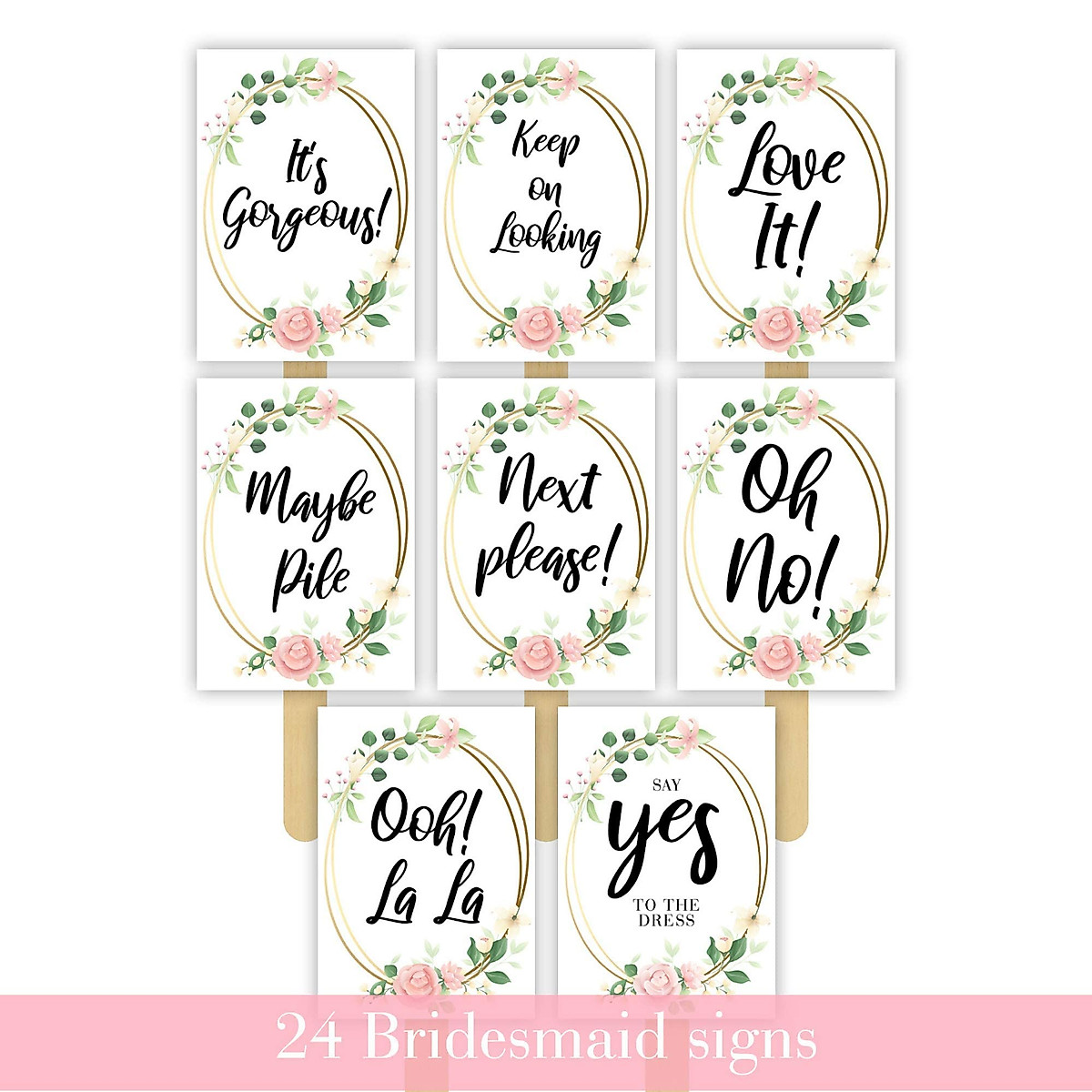 PureRejuva Wedding Dress Shopping Signs Paddles - Say yes to the Dress Props – Ideal for Bridal Dress Shopping Fun with your Bridesmaids (25 Pieces)