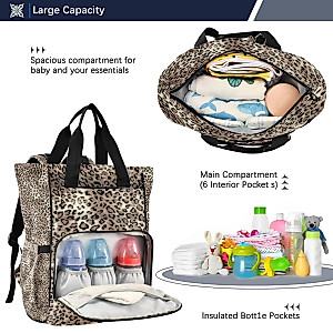 ALAZA Leopard Print Cheetah Animal Diaper Bag Backpack Multifunction Travel Back Pack Large Capacity Bag
