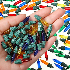 Mudder 100 Pieces 2.5V Replacement Christmas Tree Light Bulbs 50/100/150/200 Count Mini Incandescent Wire String Lights Replacement Bulbs for Xmas Tree Decoration(Black Base with Orange Bulb)