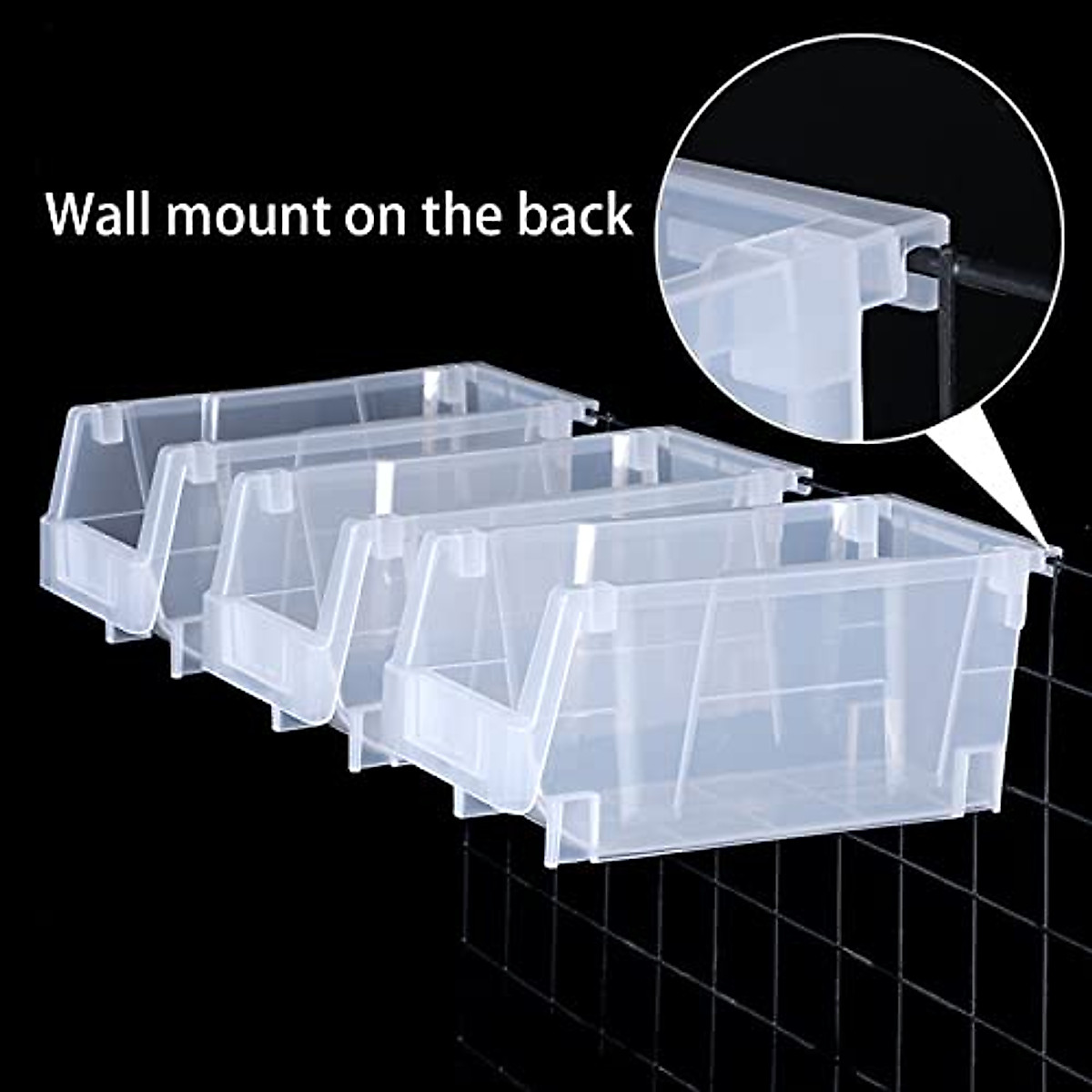 AERCANA Large Plastic Stackable Storage Bins Garage Storage Bins Toy storage bin(Clear, pack of 8)