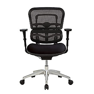WorkPro® 12000 Series Ergonomic Mesh/Fabric Mid-Back Chair, Black/Black