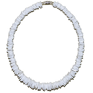 Native Treasure 18" inch Mens and Womens Tropical Jewelry Polished White Rose Clam Chips Ark Shell Summer Beach Surfer Necklace From the Philippines