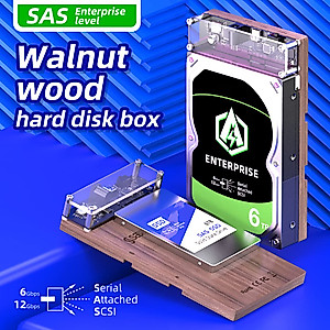 FEIFANZHE Walnut SAS to USB3.0 Adapter 2.5 or 3.5 inch SSD/HDD External SAS Hard Drive Docking Station Adapter Enclosure for RPM SAS 6/12Gbps Enterprise Hard-FSASM1