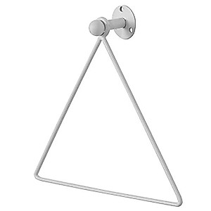 MyGift Wall Mounted Modern White Metal Triangular Hand Towel Ring Holder for Bathroom with Easy to Hang Mount