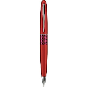 PILOT MR Retro Pop Collection Ballpoint Pen in Gift Box, Red Barrel with Wave Accent, Medium Point Stainless Steel Nib, Refillable Black Ink (91422)