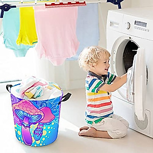 Magic Colorful Mushroom Large Laundry Hamper Foldable Laundry Basket Durable Storage Basket Toy Organizer
