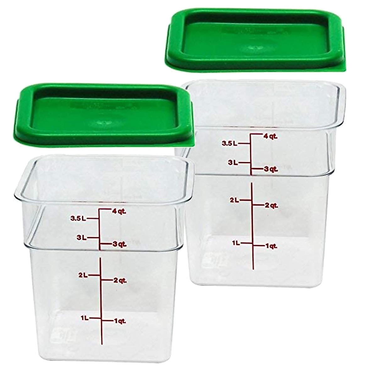 Lumintrail Cambro Polycarbonate Square Food Storage Containers 4 Quart With Lid - Pack of 2 - Food Organizers and Containers