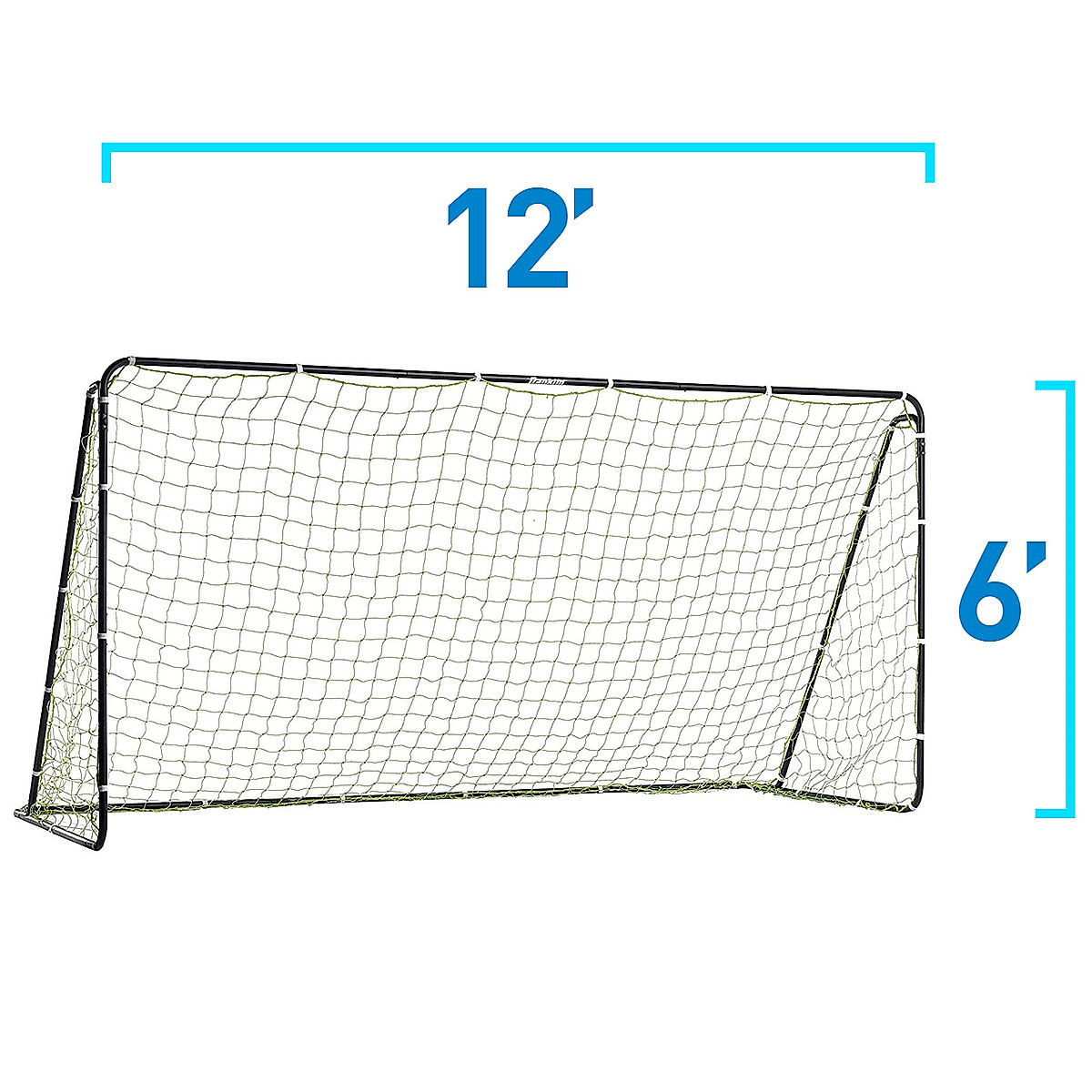 Franklin Sports Competition Soccer Goal - Steel Backyard Soccer Goal with Net - Includes 6 Ground Stakes - 12' x 6' Youth Soccer Goal - Black
