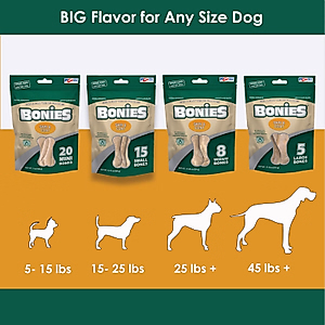 Bonies Natural Skin & Coat Formula Large-Sized Single Bone - Promote Silky Coat & Healthy Skin, Healthy Teeth & Fresh Breath, Low Calories - Chicken Flavor, 1 Bone