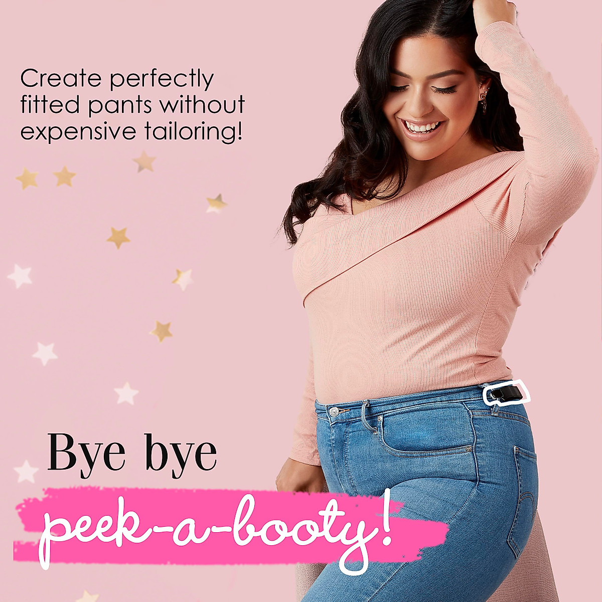 Hollywood Fashion Secrets Hip Hugger, Black, Elastic Belt Alternative, One Size