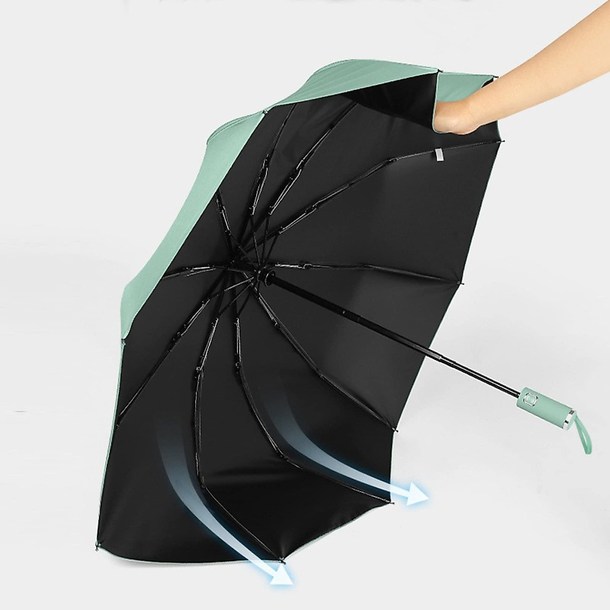 Travel Umbrella for Rain Protection Sun-Folding UV Umbrella Windproof Compact Auto Open Close (black)