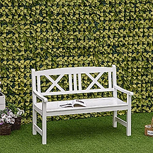 Outsunny 2-Seater Wooden Garden Bench, 4FT Outdoor Patio Loveseat for Yard, Lawn, Porch, White