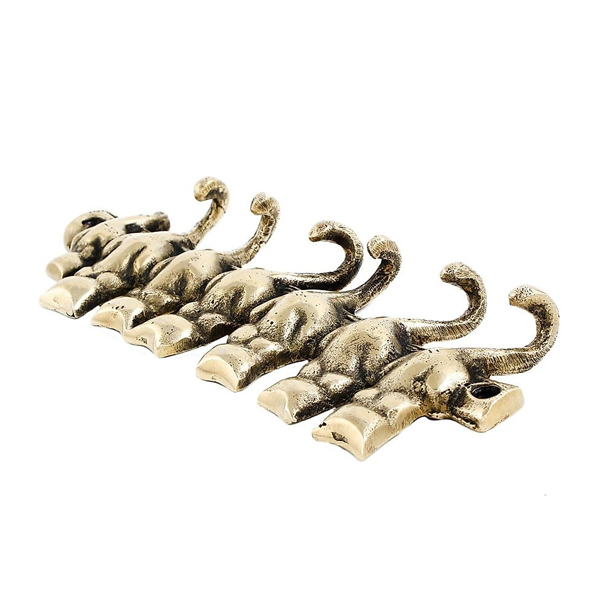 Indian Shelf Decorative Premium Brass Cat Wall Hooks for Keys Gold Vintage Kids Coat Backpack Hangers Purse Holder- 1 Piece