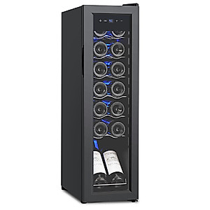 Takywep Mini Wine Fridge 14 Bottle, Wine Cooler Temperature Adjustment Range 41~64°F, Wine Fridge Small with Triple Pane Clear Glass Door, Wine Coolers for Home