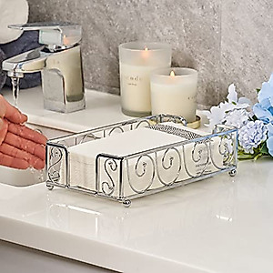 LEVIMETREE Napkin Holder for Bathroom – Cast Iron Silver Napkin Holder for Table – Versatile and Modern Bathroom Napkins Guest Disposable – Premium Paper Hand Towels Caddy, Bathroom Napkin Tray