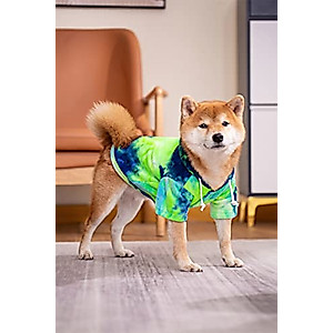 Garden Miller Dog Hoodie Sweater,Tie Dye Dog Winter Warm Coat, Dog Winter Coat Pet Clothes, Soft and Warm Dog Sweater for Cats Small Medium Dogs, Blue 2XL