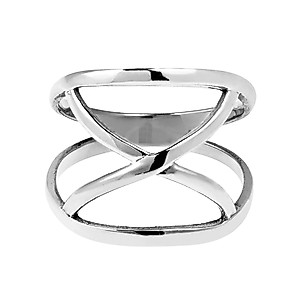 AeraVida Modern Infinite Loop Open X Orbit .925 Sterling Silver Band Ring | Wedding Rings For Women | Casual Fit Silver Rings for Women | Statement Fashion | Sterling Silver Rings Sizes 6-10 (8)