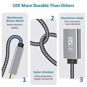 TECHTOBOX HDMI to DisplayPort Adapter 4K@60Hz [Braided, High Speed] HDMI Male to DP Female Converter Cable Compatible for PC Graphics Card Laptop Mac Mini NS PS5/4 Xbox One/360