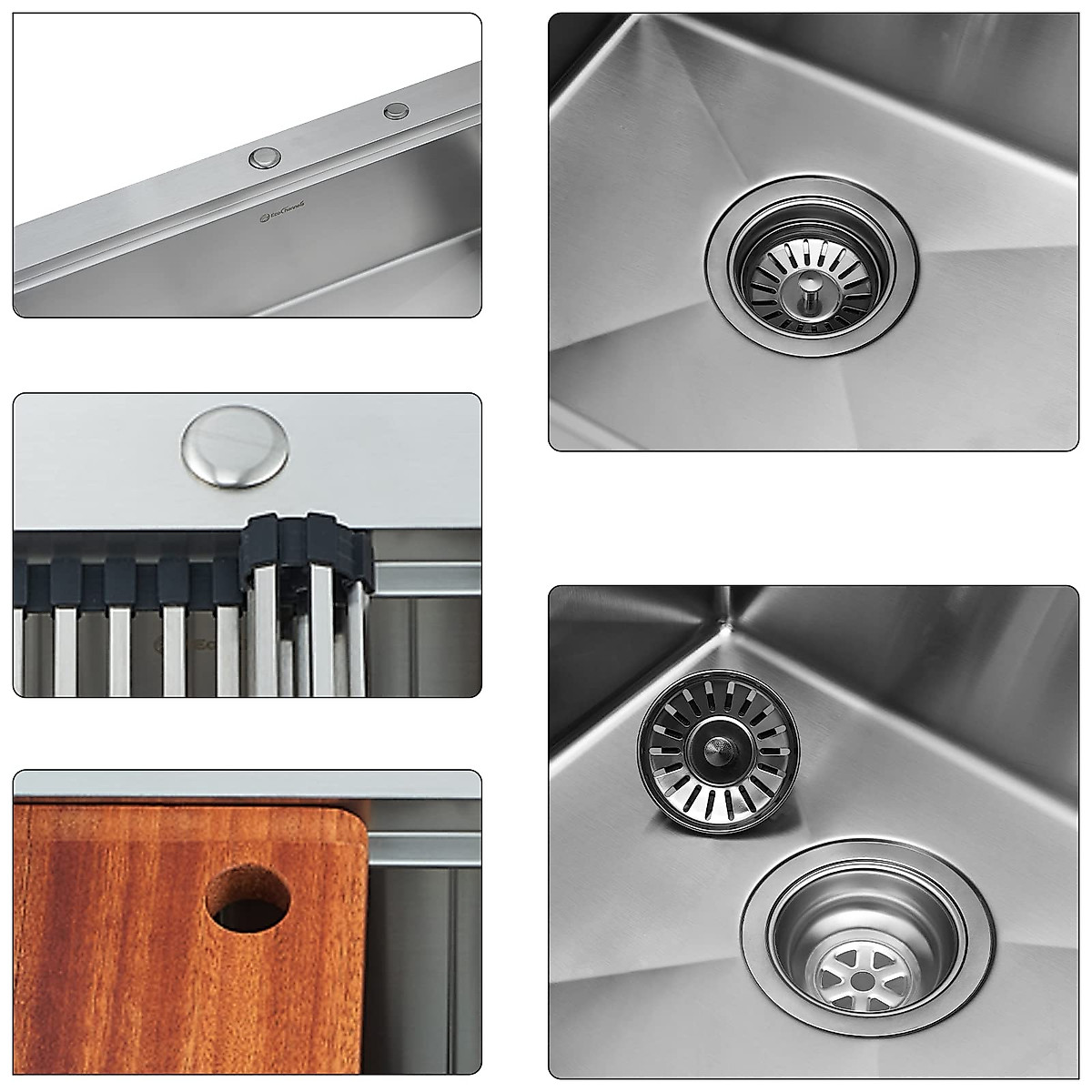 EcoChannels Kitchen Sink, 25 x 22 Inch Drop in Kitchen Sink Stainless Steel Topmount Kitchen Sink Workstation Sink Single Bowl