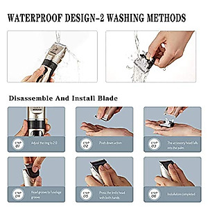 Dog Clippers, Professional Dog Grooming Kit, Cordless Dog Grooming Clippers for Thick Coats, Dog Hair Trimmer, Low Noise Dog Shaver Clippers, Quiet Pet Hair Clippers Tools for Dogs Cats(Gold)