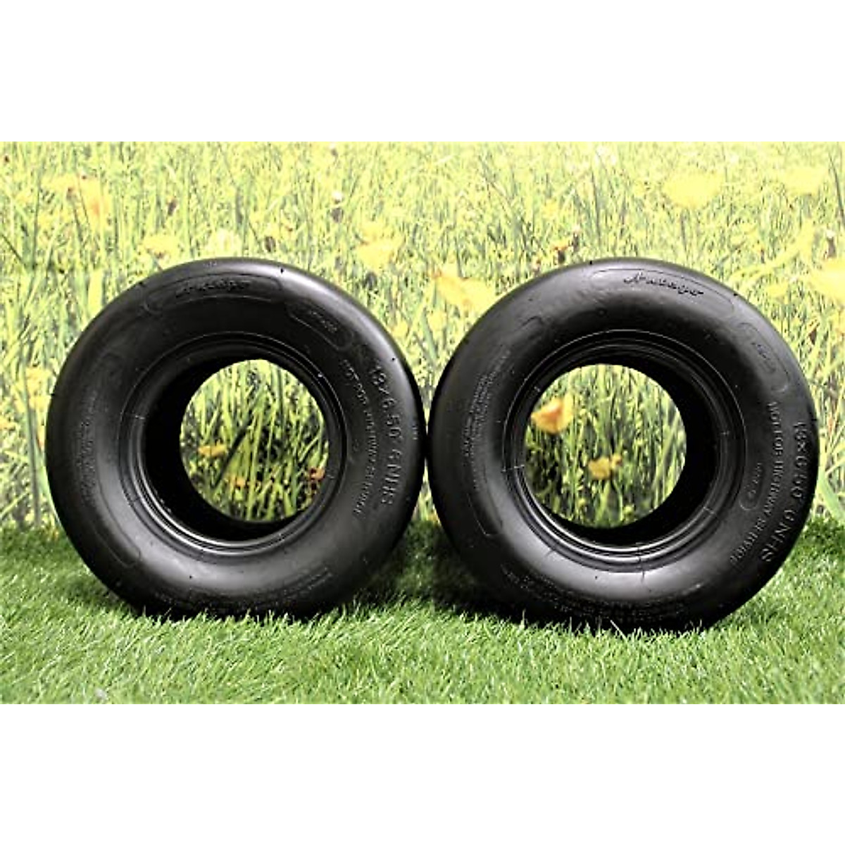 Set of Two 13X6.50-6 4 Ply Turf Tires for Lawn & Garden Mower 13X6.5-6