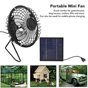 DC5V 2.5w Solar Panel Fans Kit, Portable Solar Panel Powered Cooling Fan Solar Fan for Outdoor Greenhouse Travelling RV