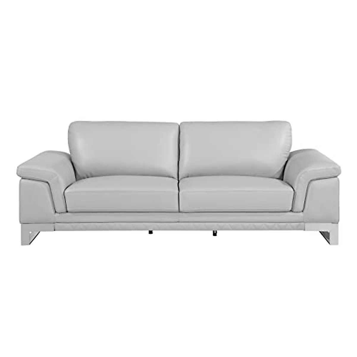 Blackjack Furniture Weston Collection Italian Leather Living Room Sofa, Light Gray