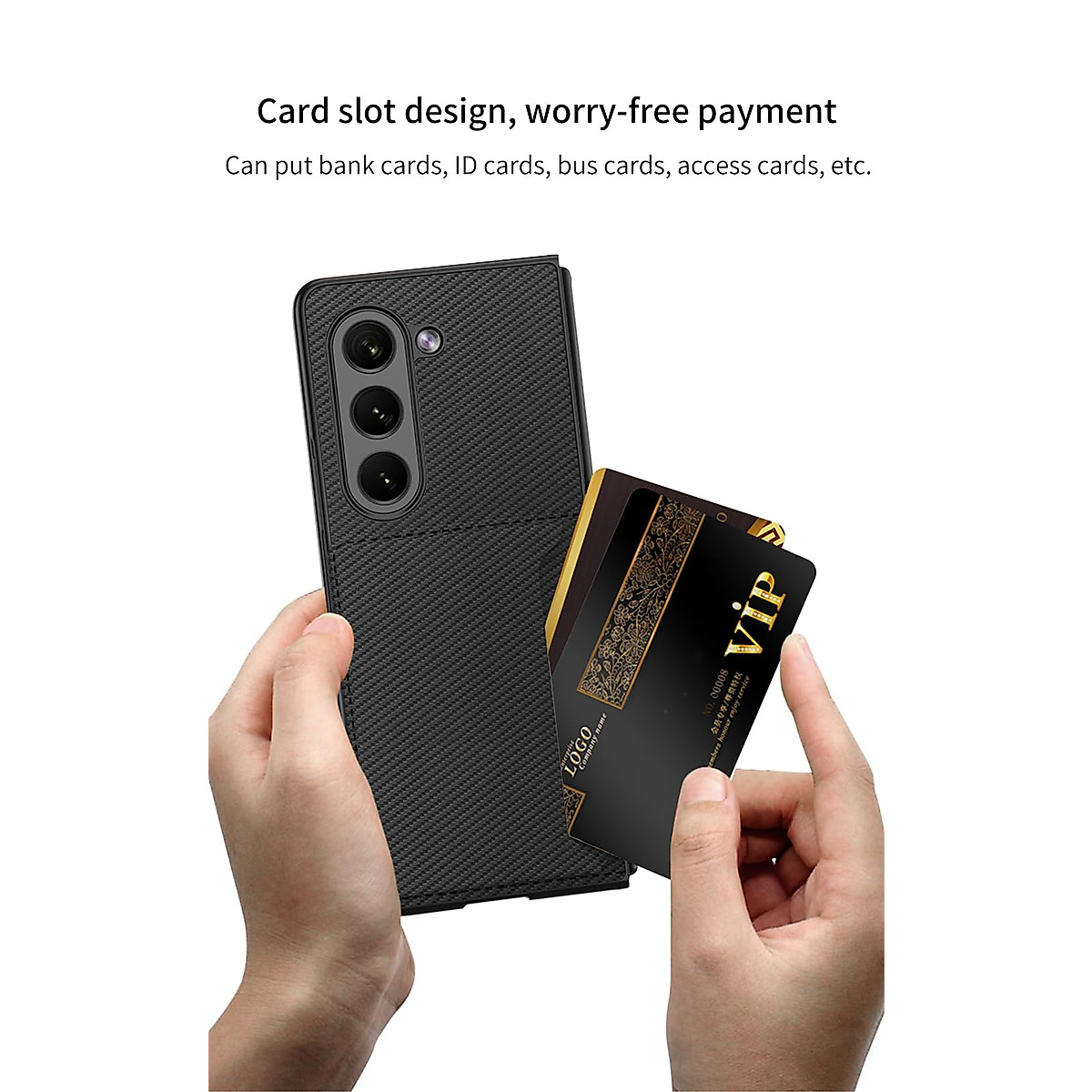 SHIEID Galaxy Z Fold 5 Wallet Case Ultra Thin Leather Samsung Fold 5 Case with 2 Card Slots Kickstand Phone Cover for Samsung Galaxy Z Fold 5 2023, Carbon Fiber Pattern