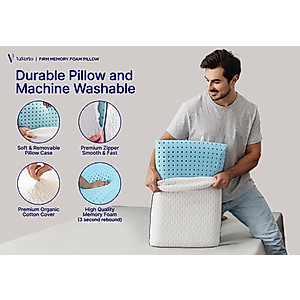 Vaverto Gel Memory Foam Pillow - Queen Size - Ventilated, Premium Bed Pillow with Washable and Bamboo Pillow Cover, Cooling, Orthopedic Sleeping, Side and Back Sleepers - College Dorm Room Essentials