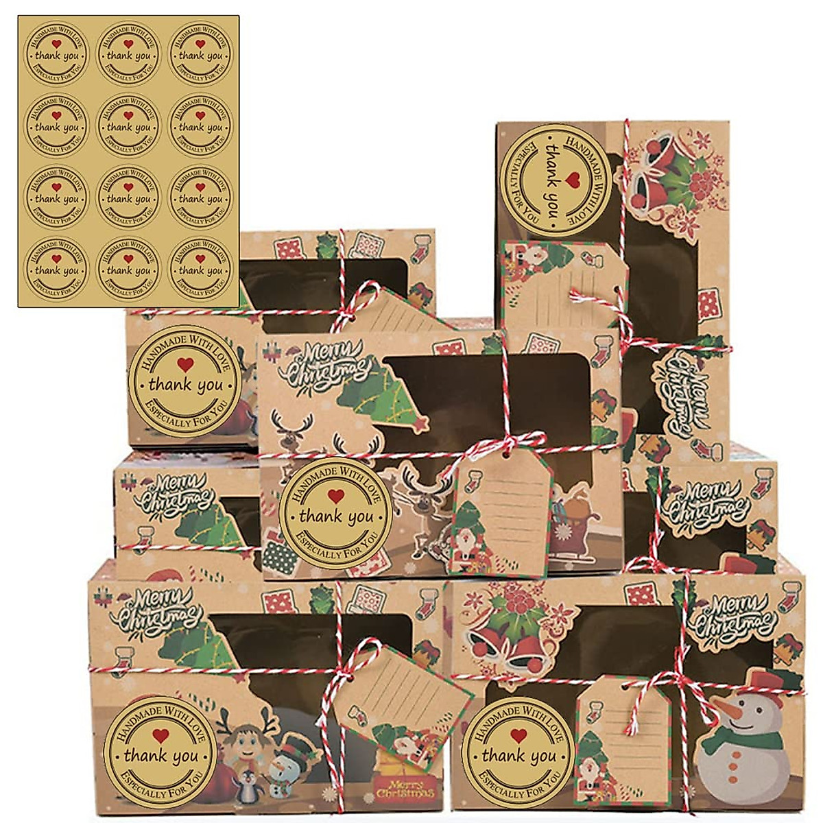 Thank You Stickers | 600 Labels Per | 1.5" Round | 10 Style Designs Vintage Yellow Kraft Sticker for Christmas Thanksgiving Birthdays Party Weddings Giveaways, Perfect for Small Business Gift Bags