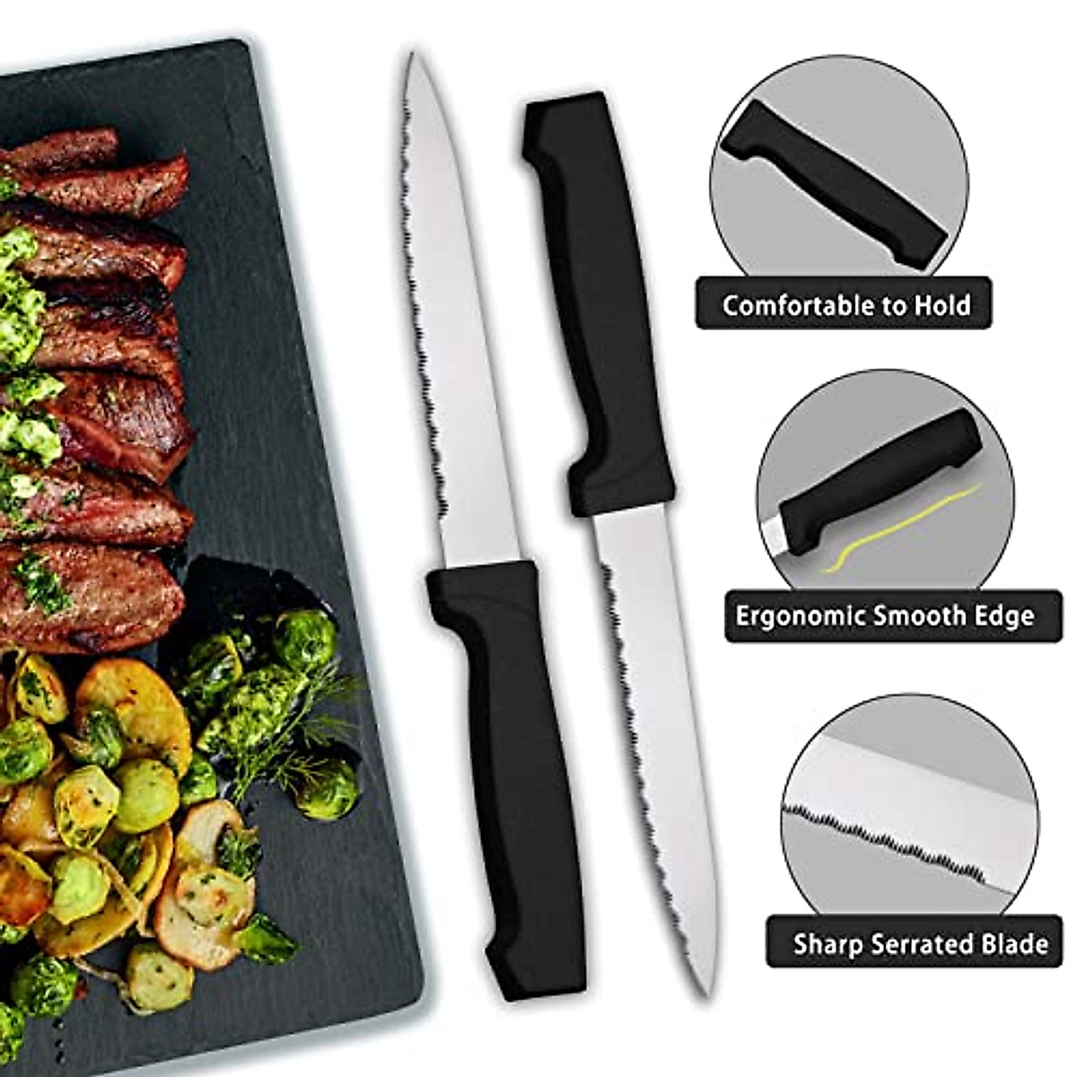 48 Pieces Silverware Set, Pleafind Cutlery Set for 8, Flatware Sets with Steak Knives, Food Grade Stainless Steel Tableware Set, Use for Home Kitchen Restaurant Hotel, Dishwasher Safe, Mirror Polished