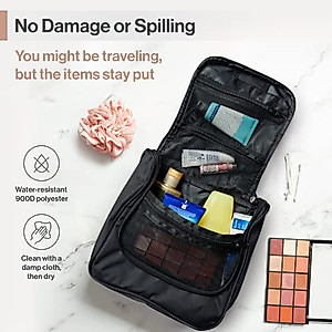 Wayfarer Supply Hanging Travel Toiletry Bag - Large Cosmetic Bag Organizer for Toiletries, Makeup and Shaving Supplies - Cruise and Travel Essentials for Women & Men, Black